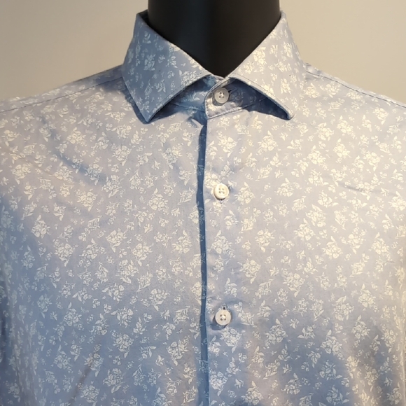 RW&CO. | Shirts | Rw Co Blue Floral Dress Shirt Tailored Fit | Poshmark